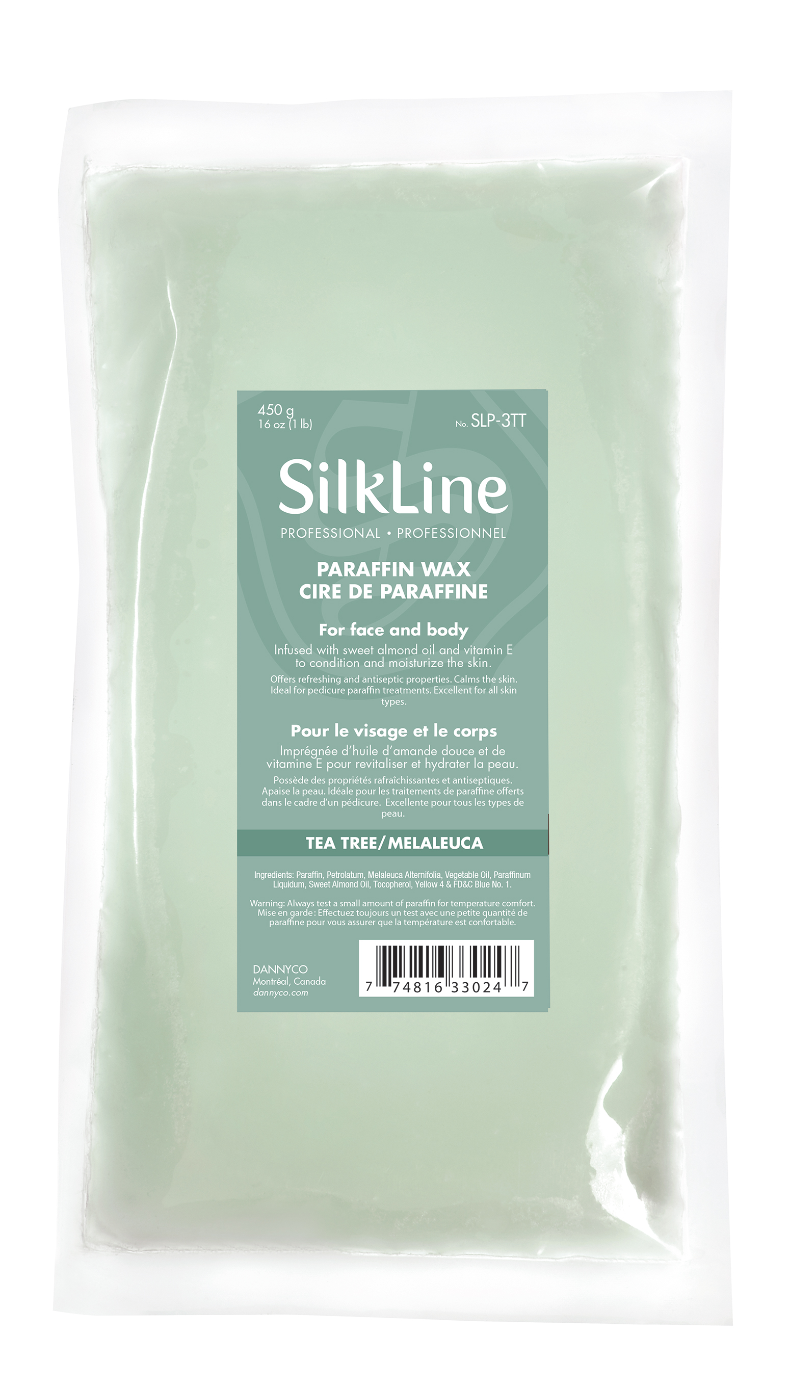 SILKLINE™ PROFESSIONAL PARAFFIN WAX BLOCK TEA TREE 16 oz, FOR FACE AND ...
